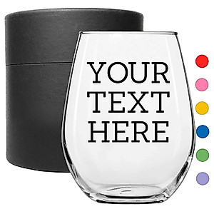 Personalized Printed 17oz Stemless Wine Glass, Gifts for Women, Customized Christmas Gifts, Unique Custom Gifts for Mother's Day, Customizable Bridesmaid Birthday Wine Tumbler, Your Text Here