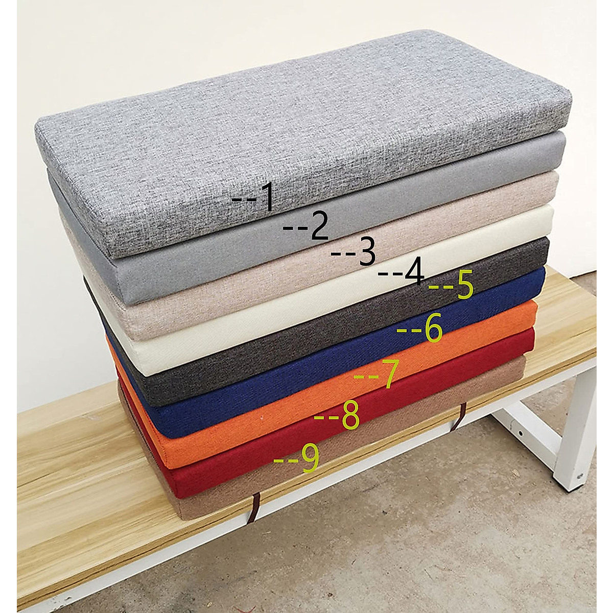 Bench Cushions,High Density Foam Cushion Seat Pad Outdoor Patio Furniture Bench Cushion with Zipper Long 2in Thick Washable Swing Chair Seat Pad Non-Slip,40x16in,Blue-6