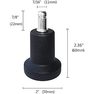Bell Glides Replacement Office Chair or Stool Swivel Caster Wheels to Fixed Stationary Castors, for Carpet High Profile Bell Glides with Separate Self Adhesive Felt Pads, Chair Feet Wheel Stopper