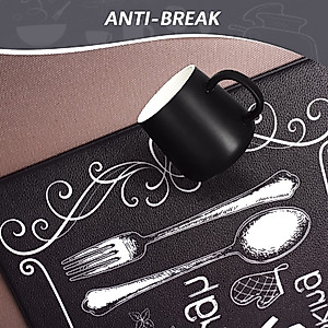 FRAMICS Kitchen Rugs and Mats Cushioned Anti-Fatigue Kitchen Rug, Waterproof Non-Slip Kitchen Mats and Rugs, Dark Brown Memory Foam Kitchen Floor Mat for Home Office Laundry, 17 x 47 + 17 x 30 Inch