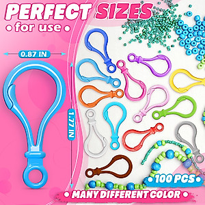 100 Pcs Plastic Keychain Clip - Plastic Lobster Claw Clasps Backpack Keychain Rings Plastic Keychain Clips for Crafts - Key Chain Hooks for Crafts Lanyard Clips and Hooks Plastic Keychains for Crafts