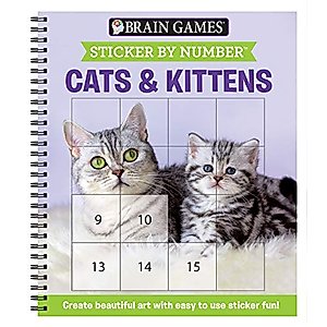 Brain Games - Sticker by Number: Cats & Kittens (Easy - Square Stickers): Create Beautiful Art With Easy to Use Sticker Fun!