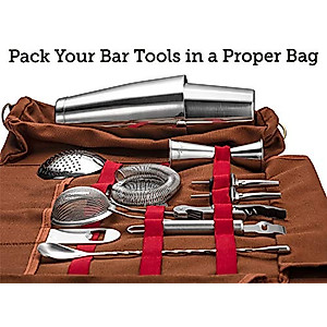 Travel Bartender Kit Bag | Professional 17-Piece Silver Bar Tool Set with Portable Bar Bag and Shoulder Strap for Easy Carry and Storage | Best Travel Bar Set for Home Cocktail Making, Work, Parties