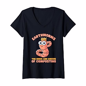 Earthworms The Kings and Queens of Composting Worm Farming V-Neck T-Shirt