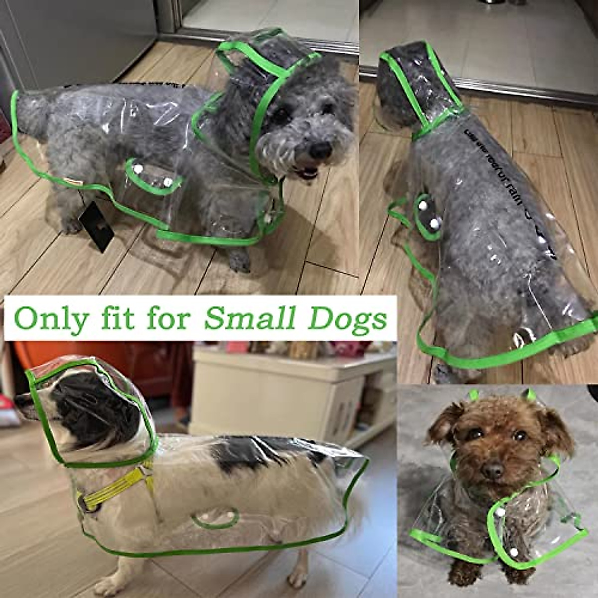 Harikaji Pet Raincoat,Small Dog Waterproof Puppy Raincoat Coat Transparent Pet Dog Rainwear Clothes for Small Dogs Cats (M,Green)