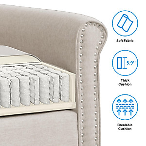 PUREMIND Sofa Couch Set, 3 Seat Couches for Living Room Mid Century Modern Couch with Solid Wood Frame Linen sectional Couch Sofa for Home for Office for Apartment Beige