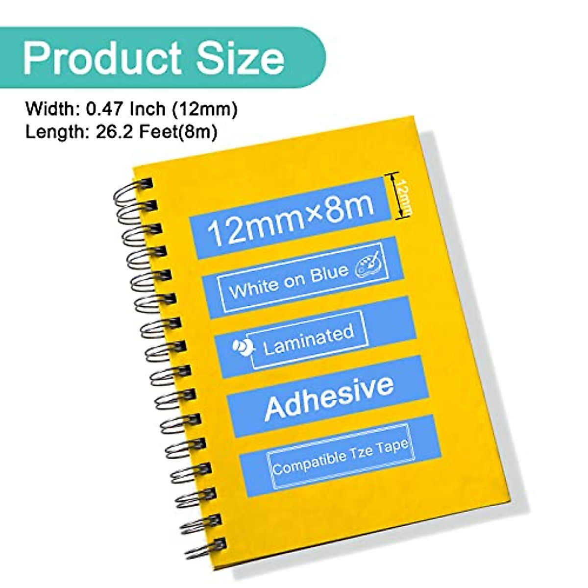 NineLeaf 6 Pack Compatible for Brother TZe-535 TZe535 TZ-535 TZ535 Label Tape 12mm 1/2'' 0.47'' White on Blue Standard Laminated Labeling Work with P-Touch PT-D210 PTD400AD PTH110 PT-D600 Label Maker