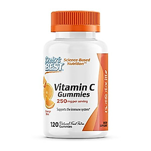 Doctor's Best, Vitamin C Gummies 250mg per Serving Great Tasting Immune Brain Eyes Heart Circulation Antioxidant Support Natural Pectin Vegan Gluten Free CT, Fruit, 120 Count
