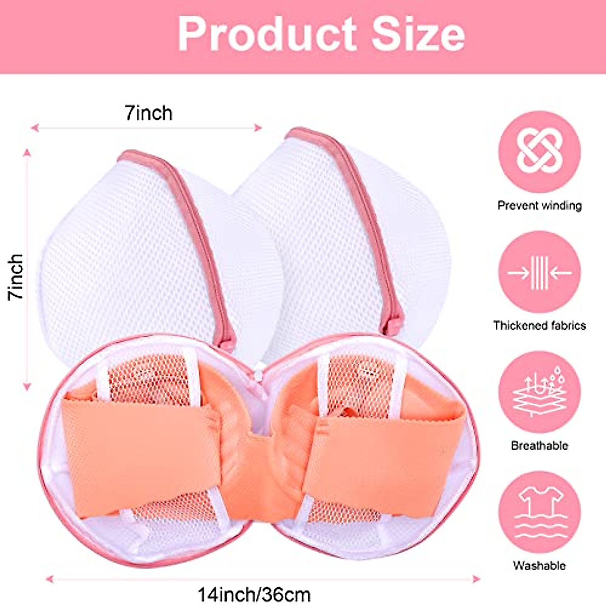 6 PCS Bra Washing Bag,Delicates Bra Laundry Bag for Washing Machine,Mesh Bra Wash Bag for Laundry,Bra Bag Lingerie Bag with Zipper,Underwear Washing Bags Bra Washer Protector for Women Laundry Storage