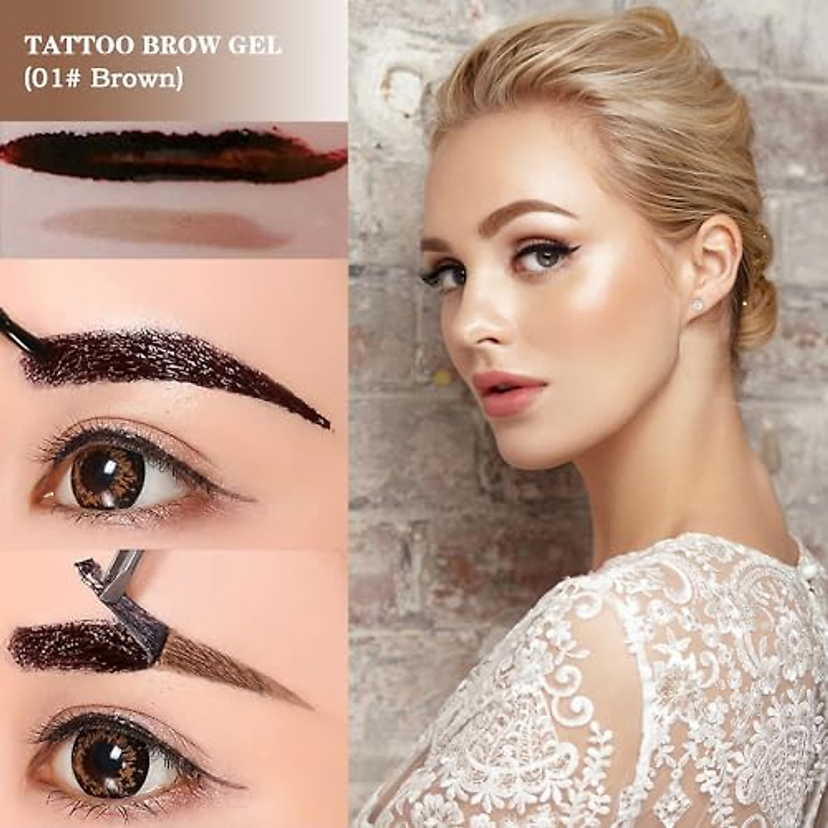 LSxia 2 Pcs Peel Off Tattoo Eyebrow Gel Set, Natural Color Eye-Brow Gel Long-Lasting Waterproof Eyebrow Tattoo, Easy Peel Off Eyebrow Brow Tattoo Makeup -Up To 3 Days (Brown)