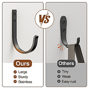 Josmimic Wall Hooks for Hanging Towel/Coat - 22LB Screw in Metal Hanger Wall Mount, for Outdoor, Closet, Door, Bathrooms, for Backpack, Robe, Black 5 Pack