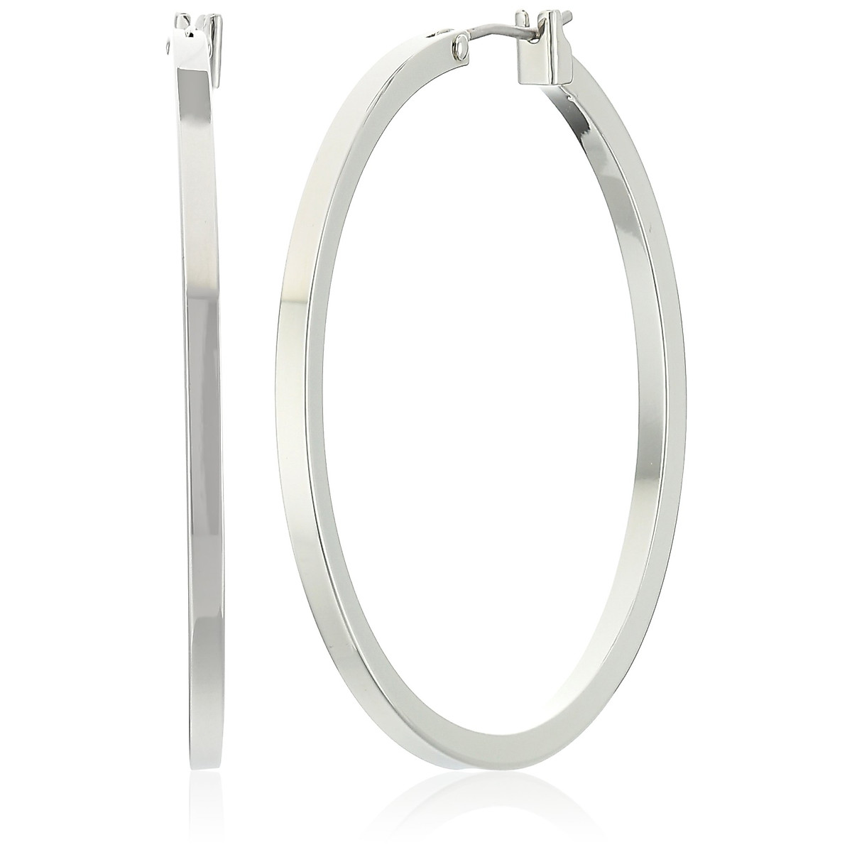 GUESS "Basic" Silver Square Edge Hoop Earrings