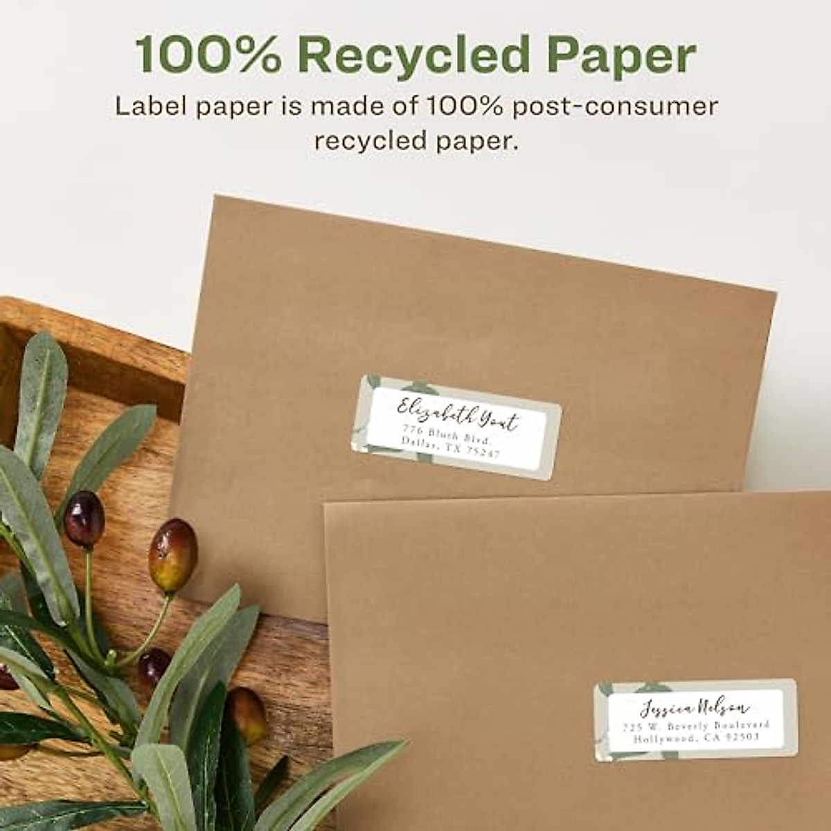 Avery EcoFriendly Recycled Address Labels, 1" x 2-5/8", White, Permanent Label Adhesive, 3,000 Printable Labels (48460)
