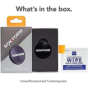 Rokform - Low Pro Magnetic Phone Mount, 1-Inch Phone Magnet for Car, 3M VHB Adhesive Holder Mounts to almost any Flat Surface, Compatible with all Rokform Cases (Black)