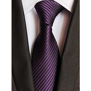 Elfeves Mens Dark Purple Woven Tie HANDMADE Luxury Suit Necktie Birthday Present