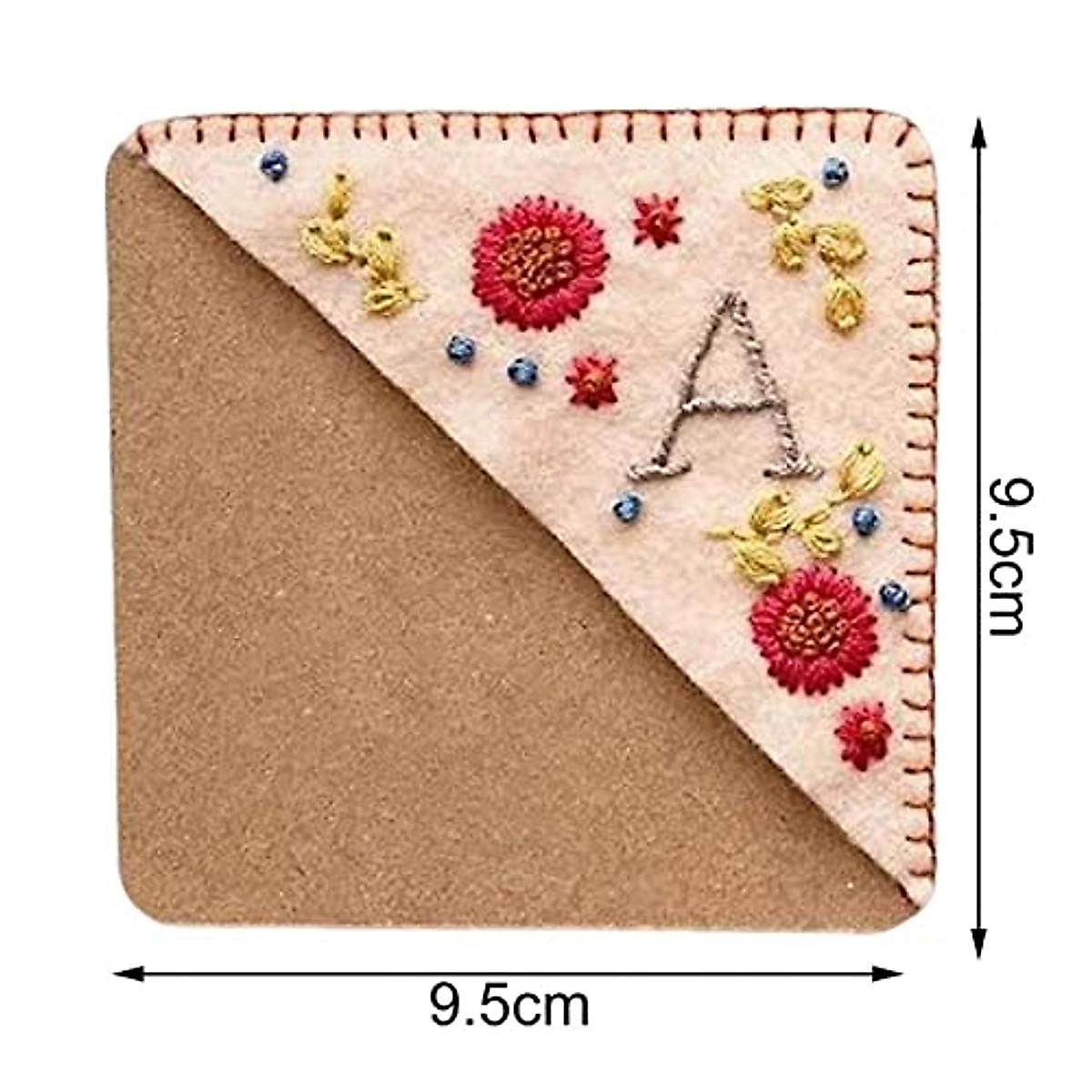 AZURAOKEY Cute Flower Letter Embroidery Bookmarks, Felt Triangle Bookmark, Hand Felt Page Number Decorative Book Label Letter Bookmarks for Reading Lovers Meaningful Gift