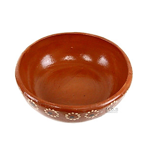 Ematik Plato Pozolero Bowl De Barro Mexican Artisan Floral 100% Clay Soup Pozole Menudo Caldo Bowls