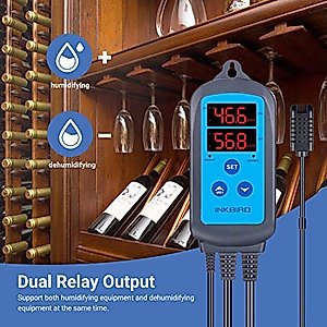 Inkbird WiFi ITC-308 Digital Temperature Controller with WiFi IHC-200 Humidity Controller with Outlet for Mushroom Humidifier Dehumidifier Reptile Greenhouse Home Brewing