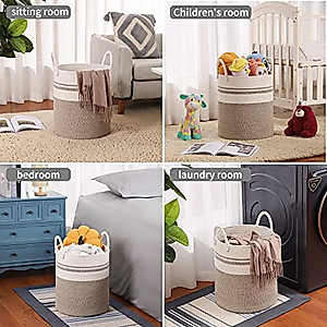3pcs Blanket Basket, 1pc 40L Cotton Rope Lundry Hamper and 2pcs Mesh Lundry Bag, Storage Basket with handle for Living Room, Laundry Basket for Pillows Toys Clothes. (40L)