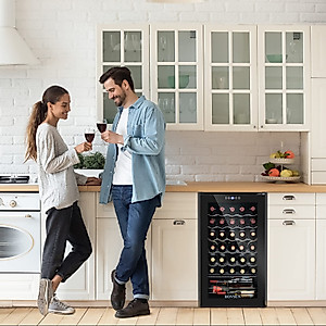 ROVSUN 34 Bottle Wine Cooler Refrigerator, Freestanding Compressor Wine Chiller, Beverage Wine Fridge with Digital Temperature Control & Double-layer Glass Door for Red White Wine, Champagne, Beer