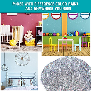 500g Glitter Paint Additive Silver Holographic Glitter Paint Additive Silver Holographic Metallic Glitter Powder Mix with Acrylic Paint for Interior Exterior Wall Ceiling Wood