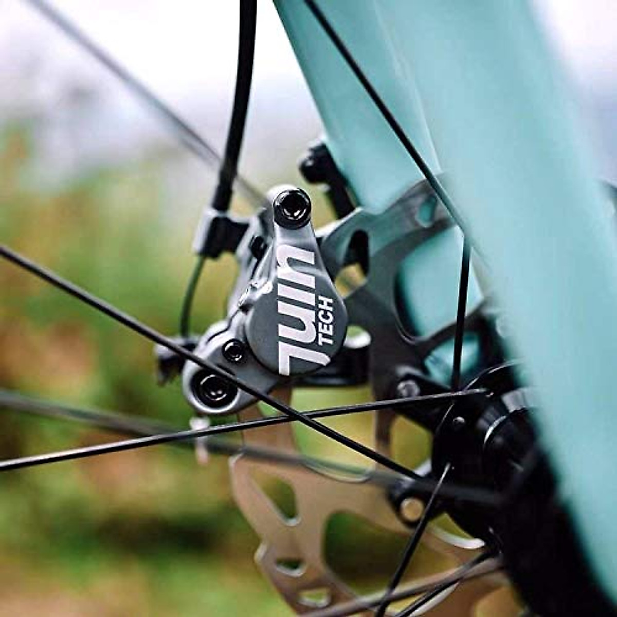 Juin Tech F1 Cable Actuated Hydraulic Bicycle Bike Disc Brake Caliper Set Extra Lightweight Hybrid Brake Set for Flat-Mount Road/Cyclocross/Gravel/E-Bike/Folding Bike use w/160mm 6" rotors (Gray)