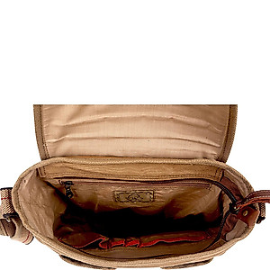 TSD Brand Turtle Ridge 4-Pocket Canvas Crossbody Bag (Olive)