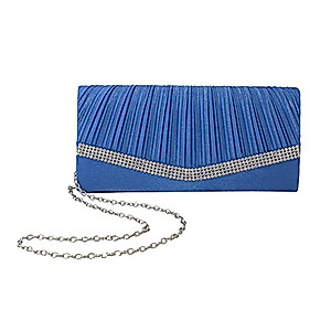 Chicastic Black Pleated Satin Wedding Evening Bridal Clutch Purse With Rhinestones