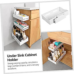 YARNOW Shelf Make up Holder Vessel Sinks Vanity Sink Sliding under Sink Drawer Under Sink Organizer Out Wire Basket Stainless Steel White Slide Out under Sink Rack Telescopic Kitchen Rack