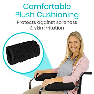 Vive Wheelchair Armrest Cover (Pair) - Memory Foam Sheepskin Pad for Office & Transport Chair - Soft Support Cushion Accessories for Padded Arm Rest, Kids, Adults - Comfort Padding Pressure Relief