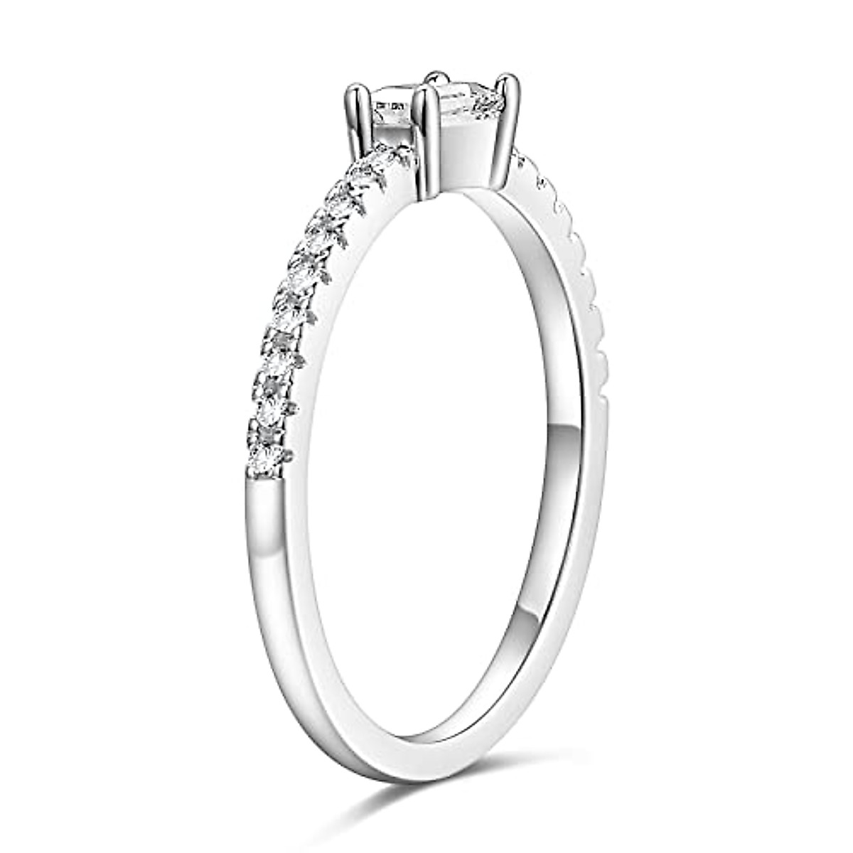 TIGRADE 1.5mm Eternity Ring Baguette Cubic Zirconia Anniversary Ring CZ Pave Wedding Band for Women Size 3-12, Silver, Size 7.5