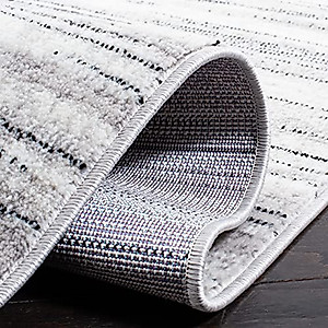 SAFAVIEH Skyler Collection 9' x 12' Ivory/Grey SKY121F Stripe Non-Shedding Living Room Dining Bedroom Area Rug