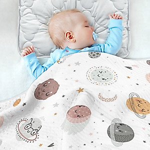 Galaxy Space Planets Cotton Baby Blanket 30" x 40" Warm Soft Breathable Muslin Swaddle Blankets for Toddler Boys Girls Nursery Receiving Wraps