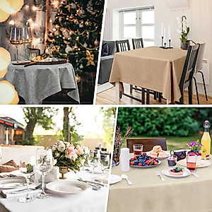 NEWISHER Farmhouse Oval Hemstitch Border Tablecloth Neutral Faux Linen Table Cloth Rustic Solid White Table Cover for Dining Kitchen Party Holiday Home 60x84 Inch