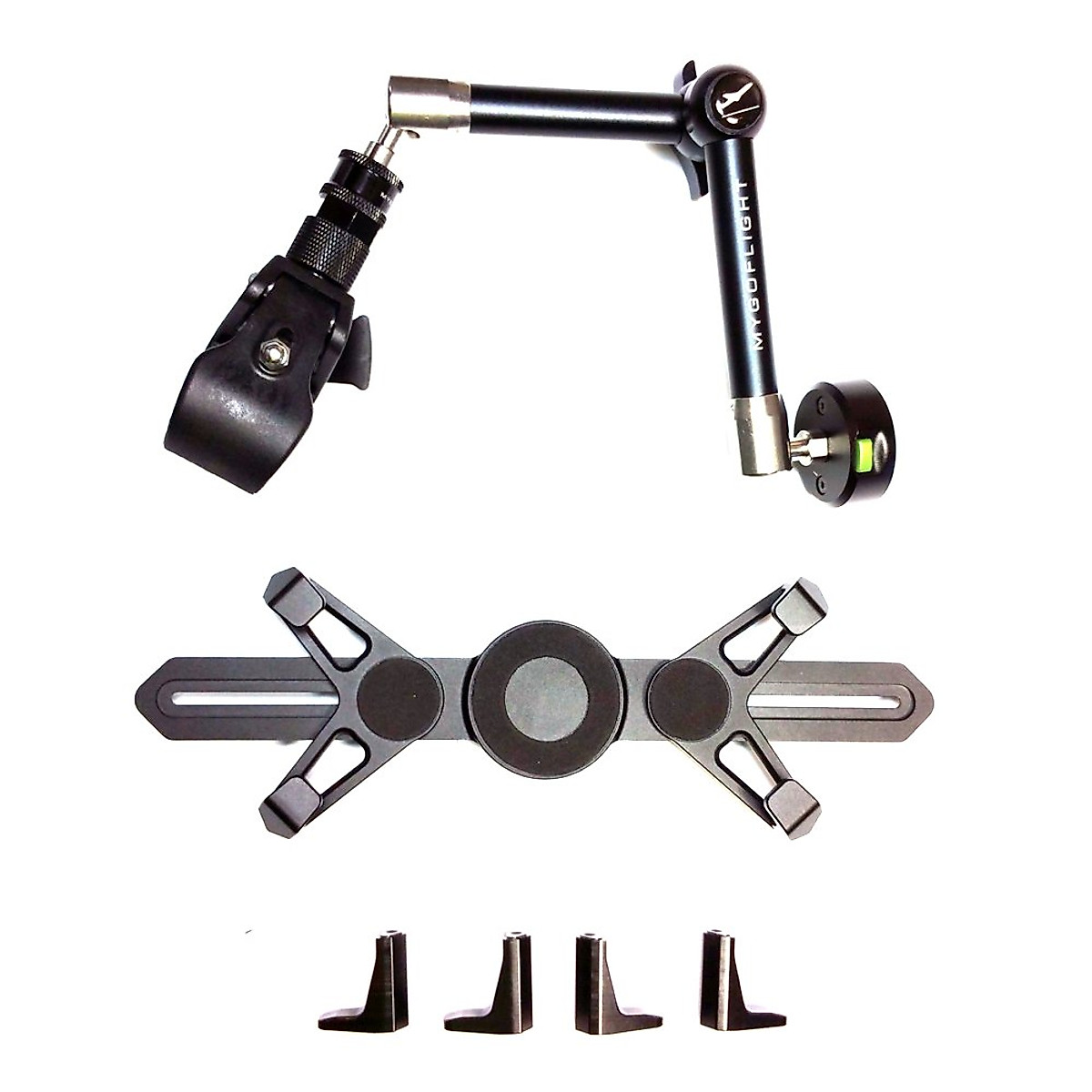 MYGOFLIGHT Flex Yoke Articulated Arm Sport Mount and Universal Cradle Kit for Any 7”-11” iPad Mini Air Pro Android Tablet PC Airplane Car RV Truck Boat Steering Wheel Dash Mounting