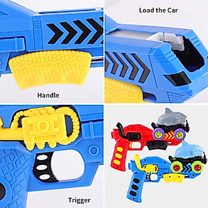 FiGoal Two Pack Shark Cars with Toy Gun Launchers Monster Toy Trucks, Friction Powered Toy Cars Vehicles for Boys and Toddlers Games Toys Gifts for Birthday
