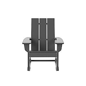 WO Home Furniture Adirondack Rocking Chair Set of 2 PCS Patio All-Weather and UV Protection for Any Outdoor Spaces (Gray)