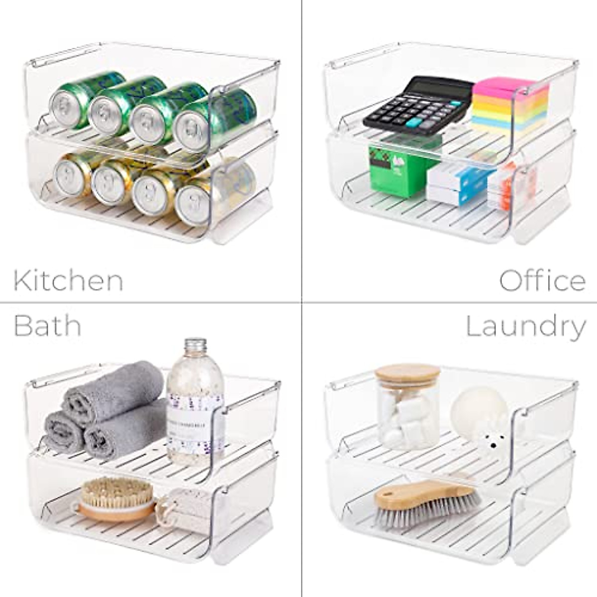 Smart Design Bottle Holder - Holds 750 mL - BPA Free Plastic - for Shakers, Stainless Steel, Wine, Refrigerator - Kitchen - 12 x 4.3 Inch - Clear