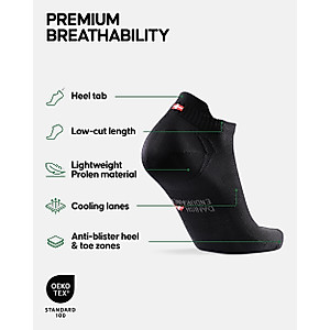 DANISH ENDURANCE 5 Pack Low-Cut Athletic Socks, Moisture Wicking, Men & Women, Black, Medium