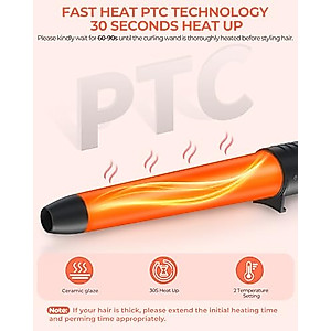 5 in 1 Curling Wand Set: Ohuhu Curling Iron Wand 5Pcs 0.35 to 1.25 Inch Interchangeable Ceramic Barrel Heat Protective Glove 2 Clips Dual Voltage Hair Curler for Girls Women Mother Gift Black