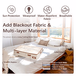 SUNAUMI Wedding Dress Storage Box, Large Shadeable Wedding Dress Preservation Box with Microfiber Gloves, 20 Sheets of Acid Free Paper and Dustproof Bag for Wedding Dress, Heirlooms, Gowns