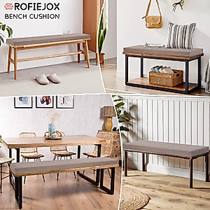 ROFIEJOX Bench Cushion - Durability,Waterproof Fabric for Outdoor Indoor Seat Furniture, 50A High-Density Resilience Sponge,Brown,36x14x3