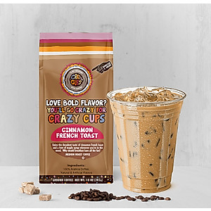 Crazy Cups Flavored Ground Coffee Variety Pack, Includes Cinnamon French Toast, Caramel Vanilla, Pumpkin Caramel Spice, in 10 oz Bags, For Brewing Flavored Hot or Iced Coffee, Variety 3 Pack