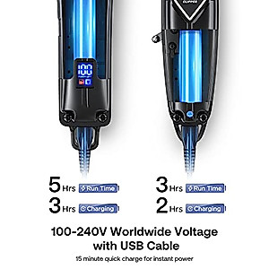 GLAKER Professional Hair Clippers and Trimmer Kit, Cordless Mens Hair Clippers for Men Women Kids, Barber Clippers Fading Clippers Rechargeable with 18PCS Guards