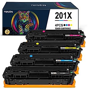 TESEN 201X CF400X (with New Chips) Remanufactured Toner Cartridge Replacement for HP 201X CF400X for HP Color Pro M252n M252dw MFP M277n M277dw M277c6 M274n (Black, 4PK) Green Series