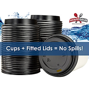 White 12 Oz Paper Coffee Cups With Recyclable Dome Lids, 100 Pk. BPA Free Disposable Drink Cup Set for Serving Hot Tea and Lattes at Kiosks, Shops, Cafes, or Concession Stand