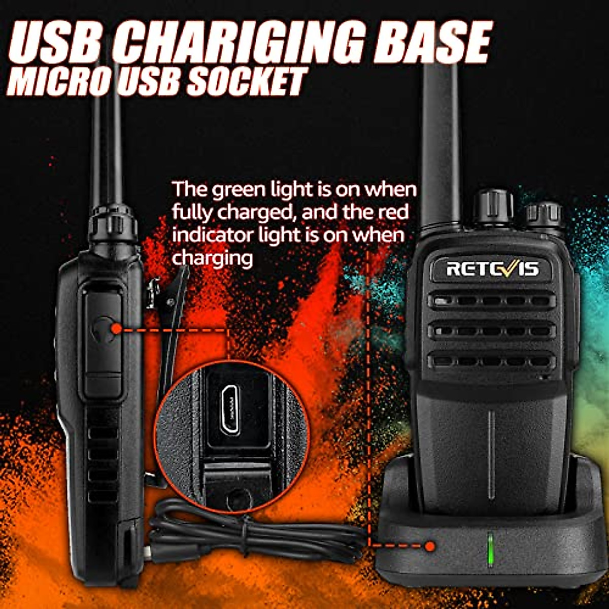 Retevis RT40B Walkie Talkies Long Range for Adults,Rechargeable 2 Way Radios with Built-in High Power Speaker, Lightweight with Emergency Alarm, Portable Two Way Radios (6Pack)