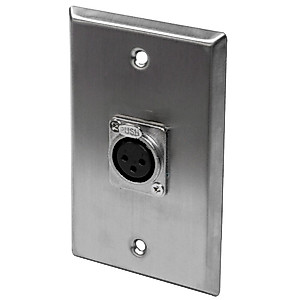 Seismic Audio Speakers Single XLR Female Connector Gang, Pair of Stainless Steel Wall Plates