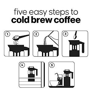 COFFEE BEAR – Cold Brew Coffee Maker and Ice Tea Brewer, Borosilicate Glass Pitcher with Mesh Filter, 1.3L (44oz)