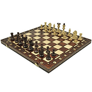 Brown Senator Wooden Chess Set - Weighted Chessmen 16 x 16